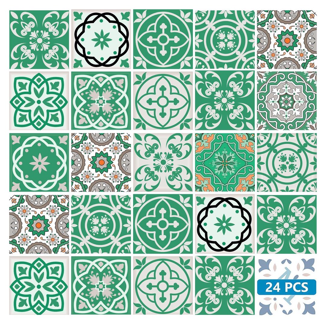 Spanish Set of 24 Tiles Decals Tiles Stickers Tiles for Walls Kitchen ...