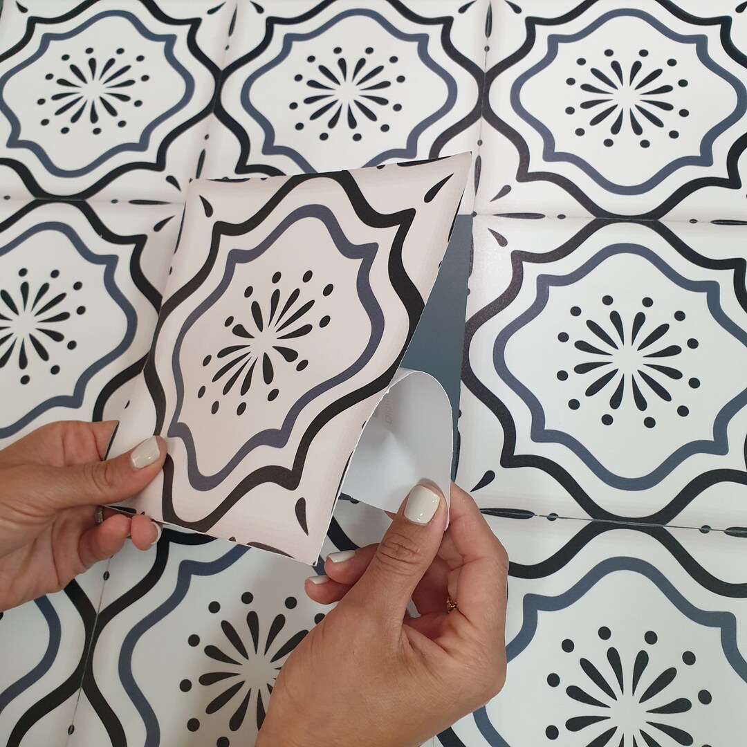 Carrelage Stickers Black & White Tile Decal 24/48 Pcs Tile Tile Also ...