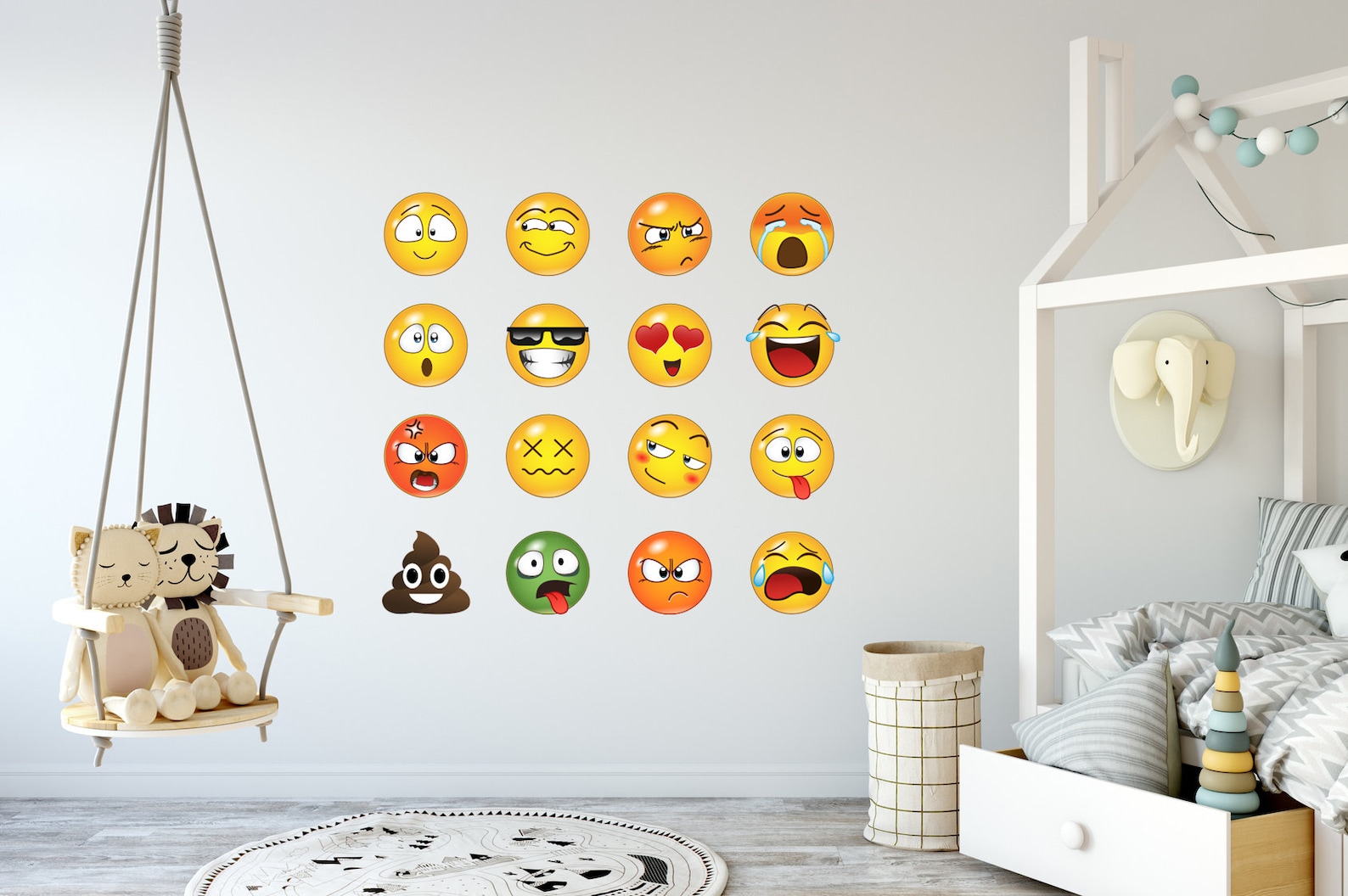 Set of 16 Funny Emoji Stickers Face Smiley Decals Home Decor - Etsy