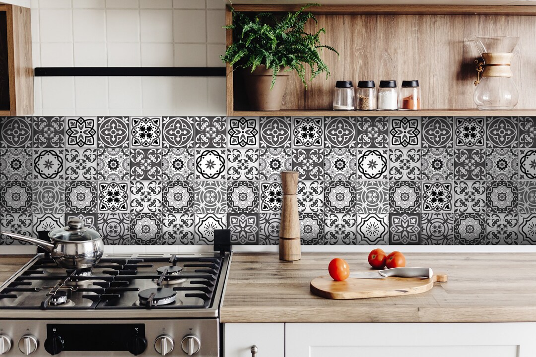 Set of 24 Traditional Backsplash Peel and Stick Tiles Decals Bathroom ...