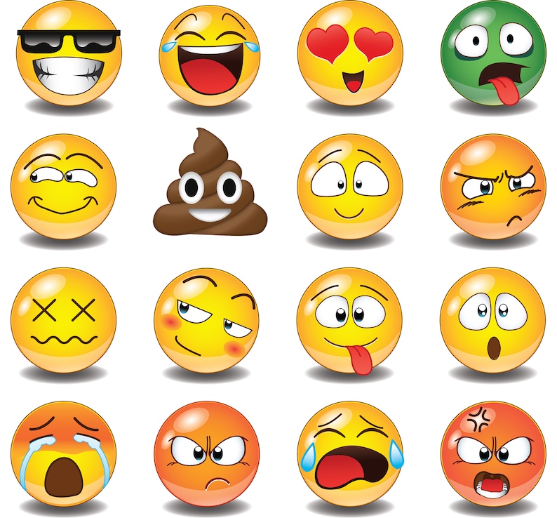 Set of 16 Funny Emoji Stickers Face Smiley Decals Home Decor - Etsy