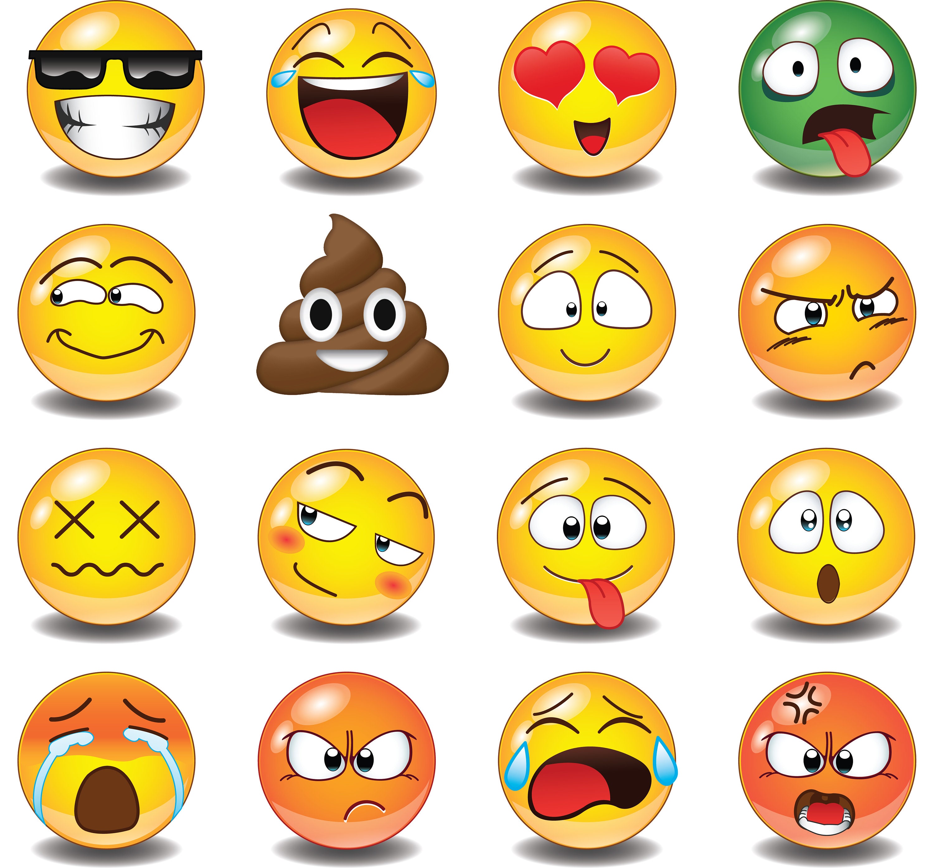 Set of 16 Funny Emoji Stickers Face Smiley Decals Home Decor - Etsy