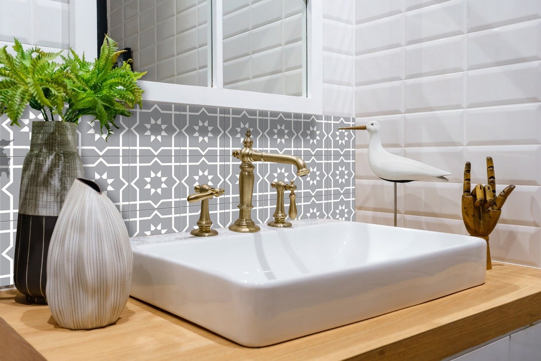 Lithe Soft Gray & White Tile Stickers Peel and Stick Backsplash B55 - Etsy