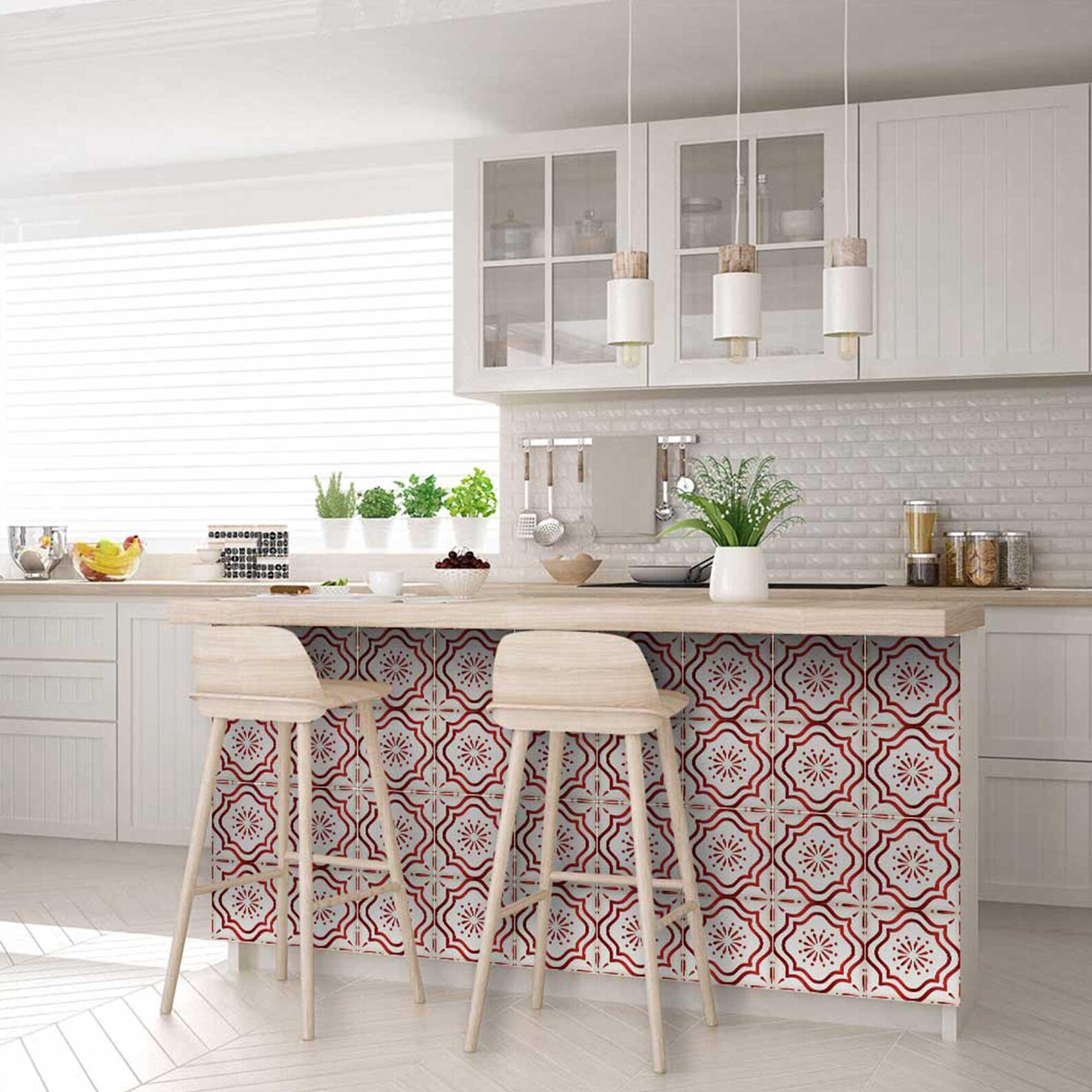 Shiny Red Tile Stickers for Home Decor Fliesenaufkleber Carrelage ...