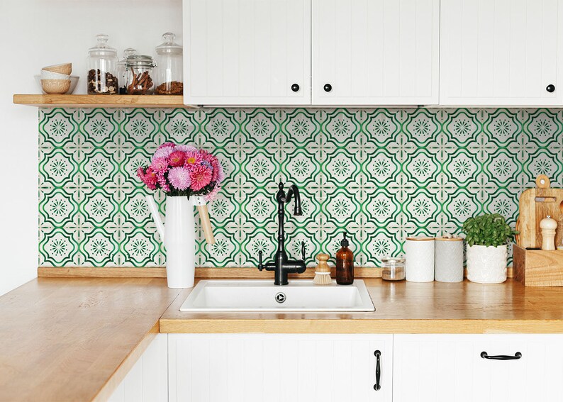 Shiny Green Tile Stickers for Home Decor Fliesenaufkleber - Etsy
