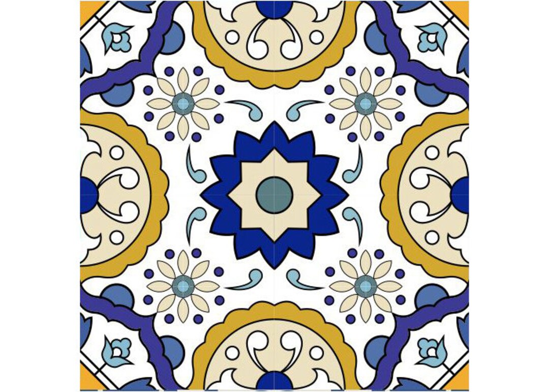 SPANISH TILE Fliesenaufkleber Set of 24 Tiles Decals Tiles Stickers ...
