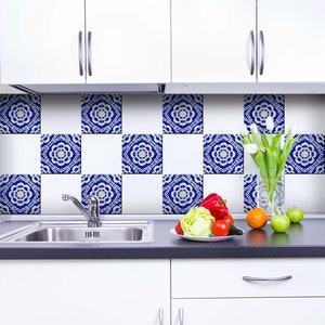 Set Blue Tile Kitchen Traditional Mexican Tiles Decals Bathroom ...