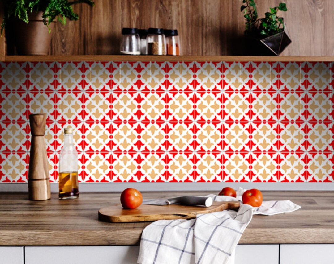 Kitchen Decals Peel and Stick Backsplas Stickers 24 Tiles Decals Tiles ...