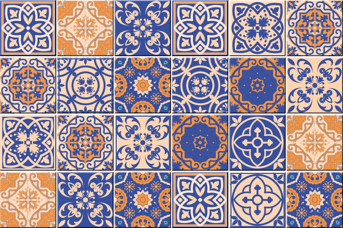 New Greece Blue Tile Design Carrelage Stickers Tile Decal - Etsy