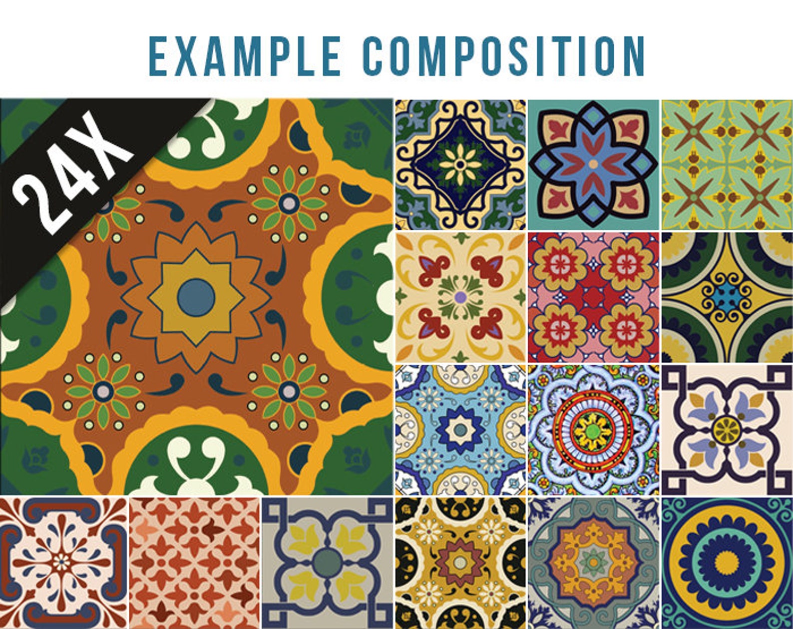 Set of 24 Tiles Decals Tiles Stickers Mixed Tiles for Walls Kitchen ...