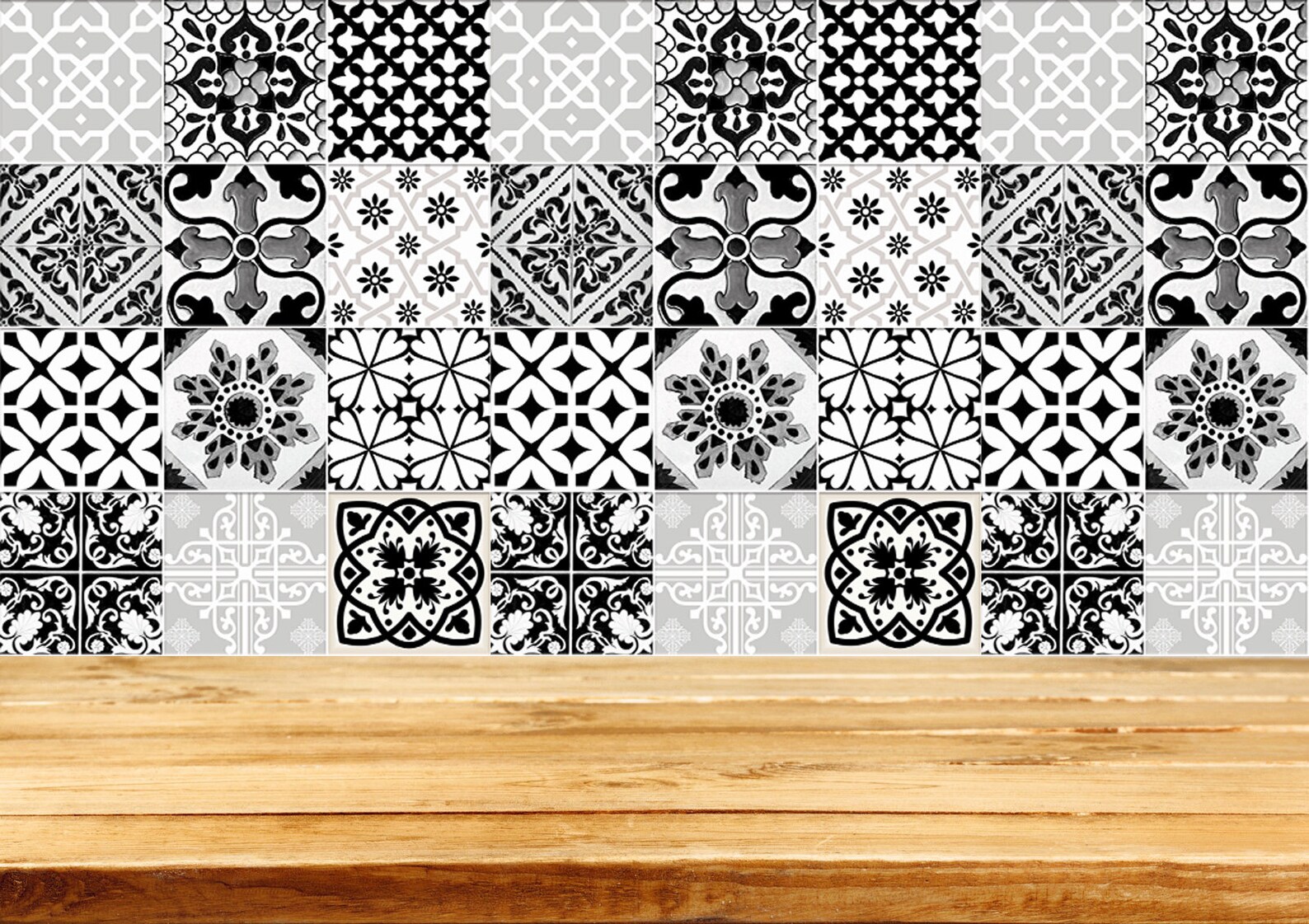 Black & White Tiles Decals bathroom stickers set mixed Tiles | Etsy