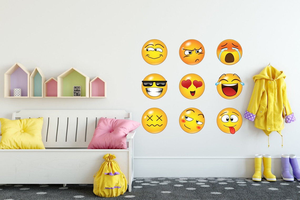 Set of 16 Funny Emoji Stickers Face Smiley Decals Home Decor - Etsy