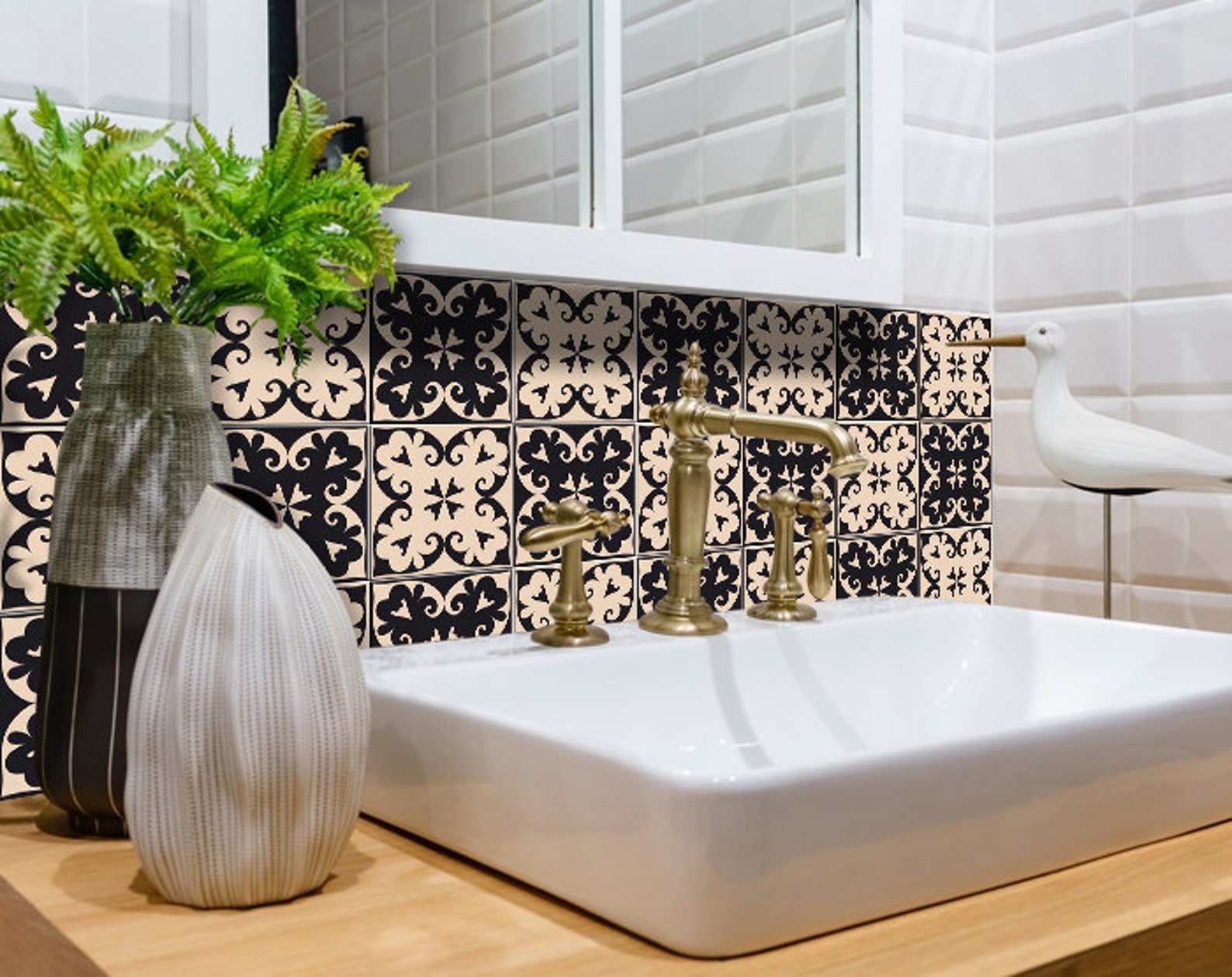 Bathroom Decals Peel and Stick Backsplas Stickers 24 Tiles | Etsy