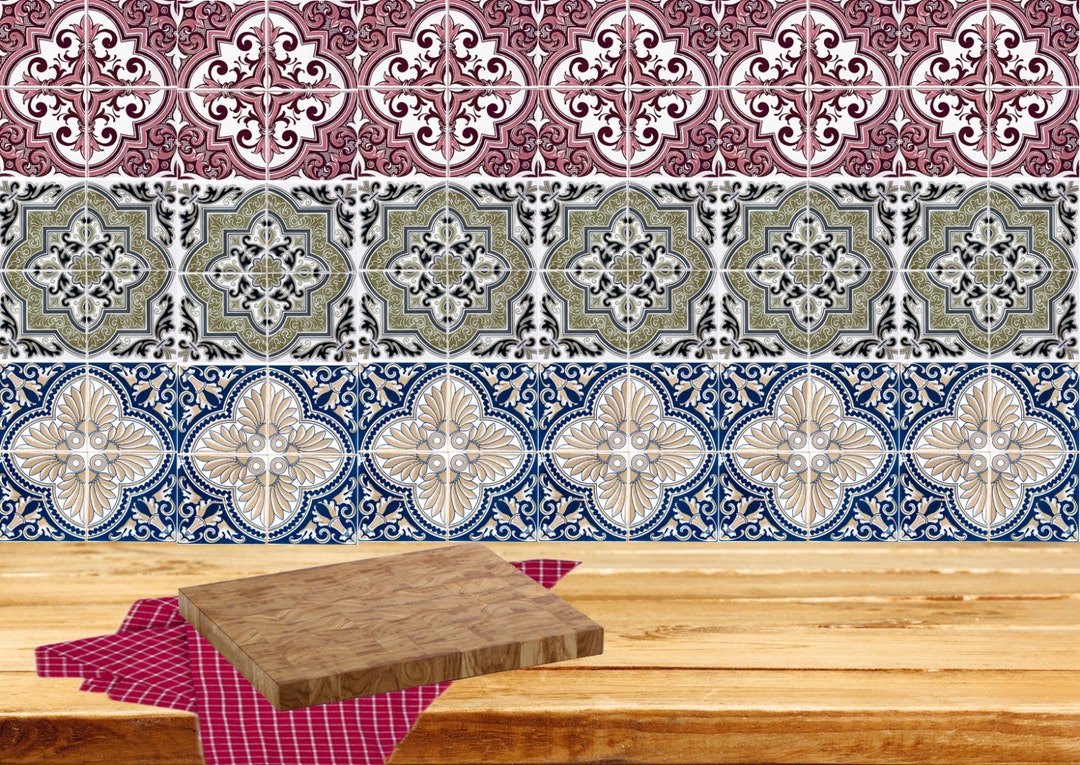 Wall Tile Spanish Set of 24 Kitchen Bathroom Ceramic Mexican Decals ...