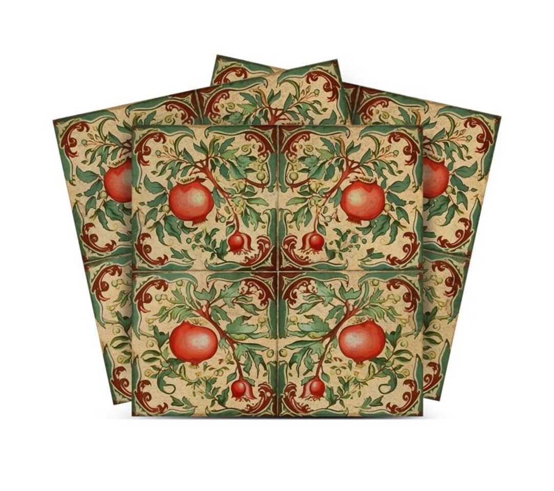 Pomegranate Peel and Stick Vinyl Tile Stickers Pomegranate Tiles L31 - Etsy