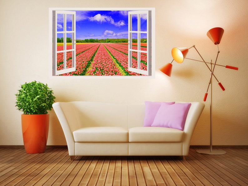 3D Window Flowers Decal Window Frame 3D Wall Decor Flower | Etsy