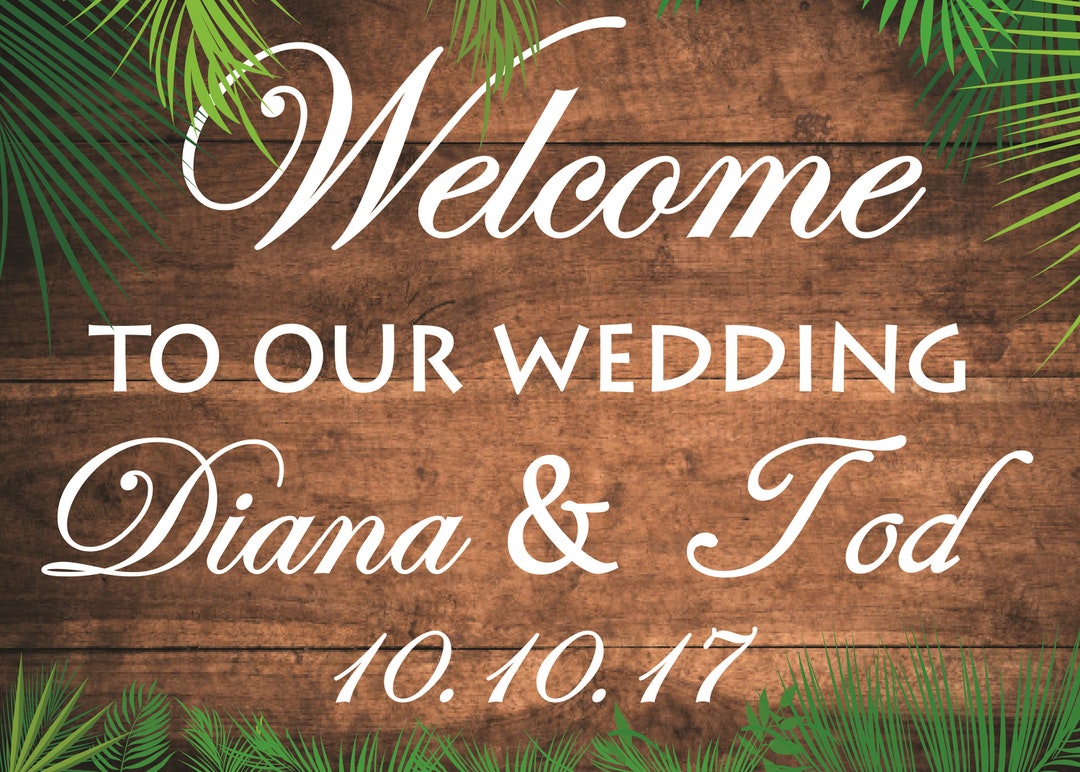 Personalized Wedding Welcome Sign Names and Date Decal -wall Murals ...