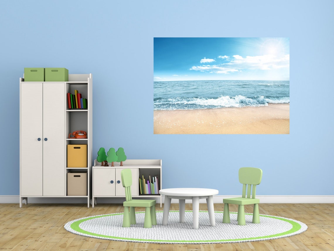 Sunset Beach Sea Wall Decal, Ocean Murals Wall Decor, Vinyl Wall Decals ...