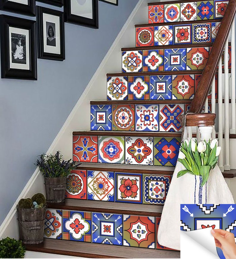 Decals 24 Vintage Traditional Tiles Decals Stickers Staris | Etsy