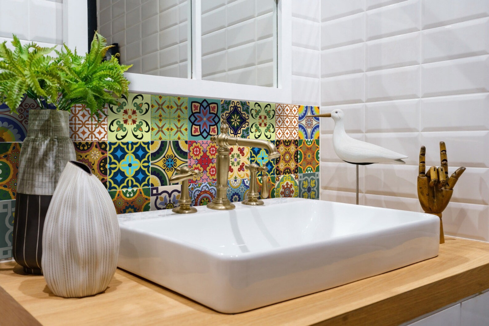 Set of 24 Tiles Decals Tiles Stickers Mixed Tiles for Walls Kitchen ...