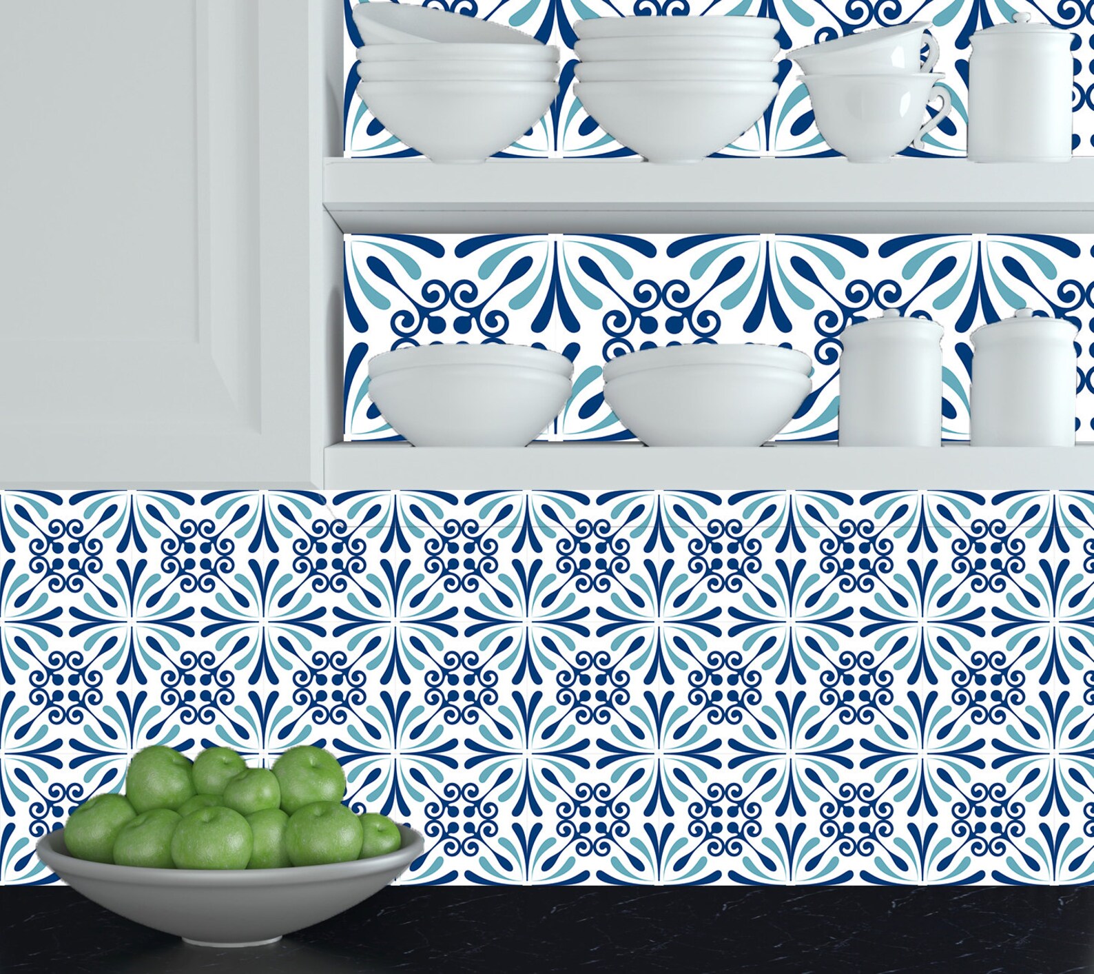 Kitchen Decals Set of 24 Blue Tile Stickers Kitchen Decals | Etsy