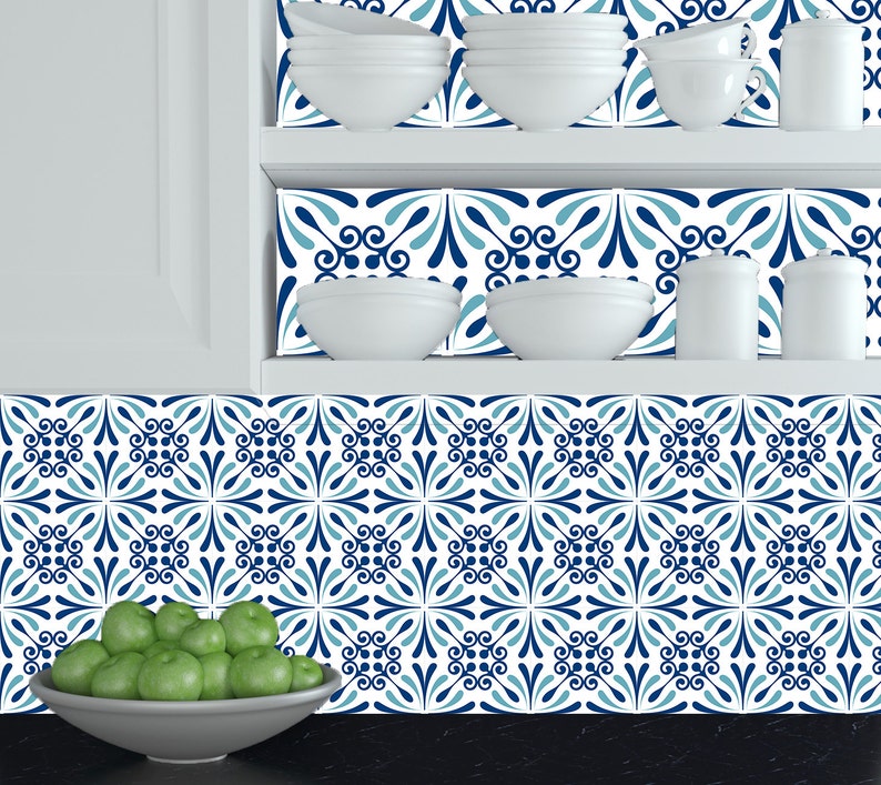 Kitchen Decals Set of 24 Blue Tile Stickers Kitchen Decals - Etsy