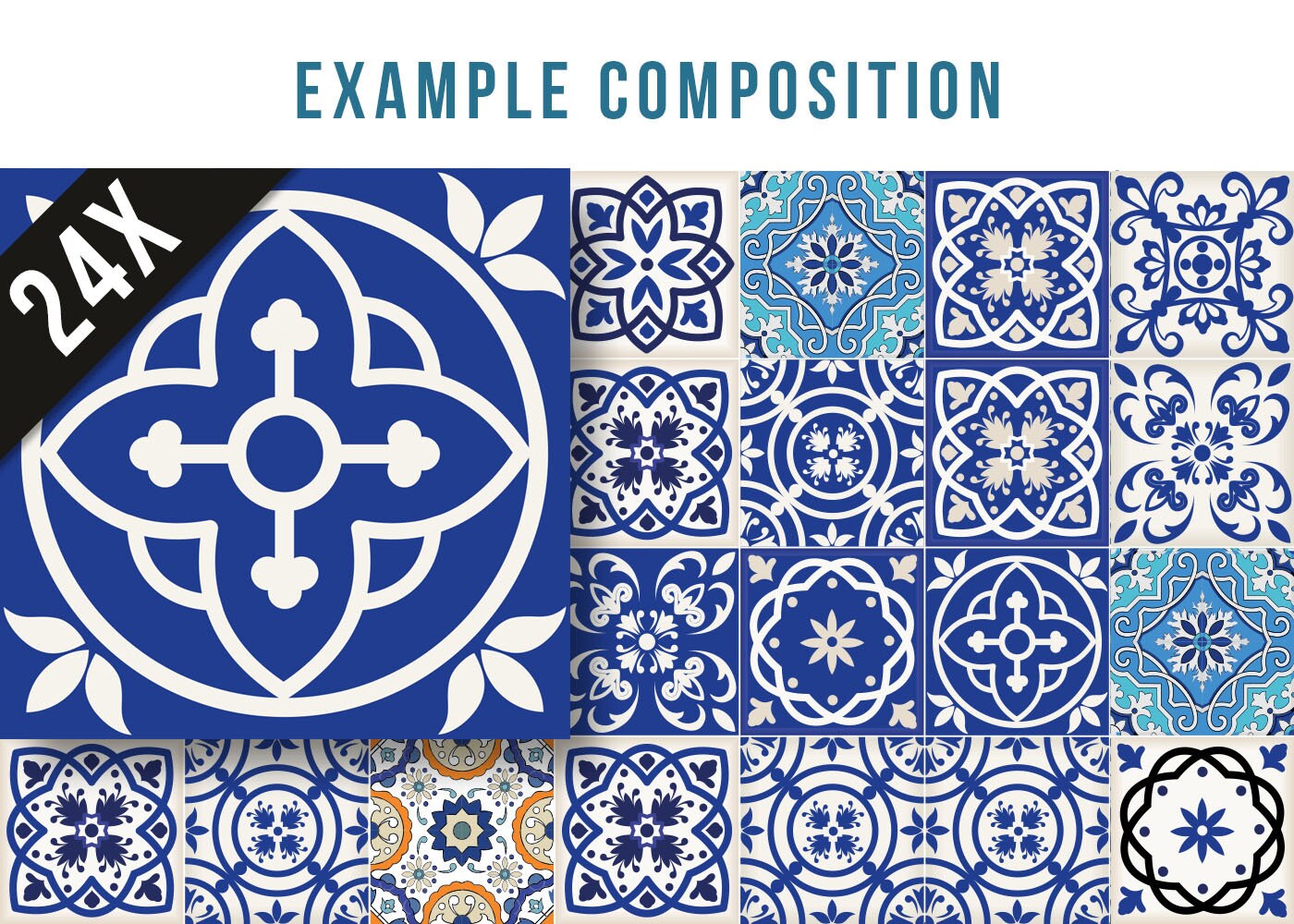 Turquoise Blue Tile Stickers Set of 24 Tile Decals Mixed Tiles - Etsy UK