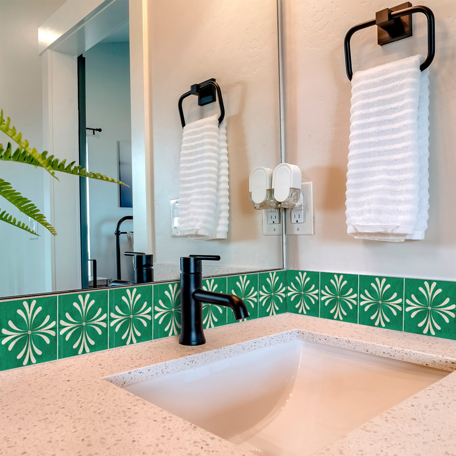 Green Peel and Stick Tiles Wall Stickers Vinyl Tile Easy to Use ...