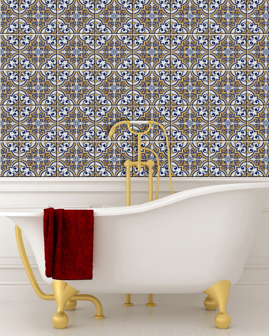 Spanish Set of 24 PCS Tiles Decals Tiles Stickers Tiles for Walls ...