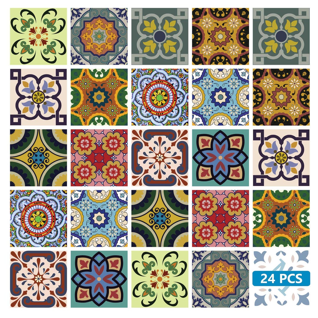 Toilet Back Wall Decals Peel and Stick Backsplas Stickers 24 Tiles ...