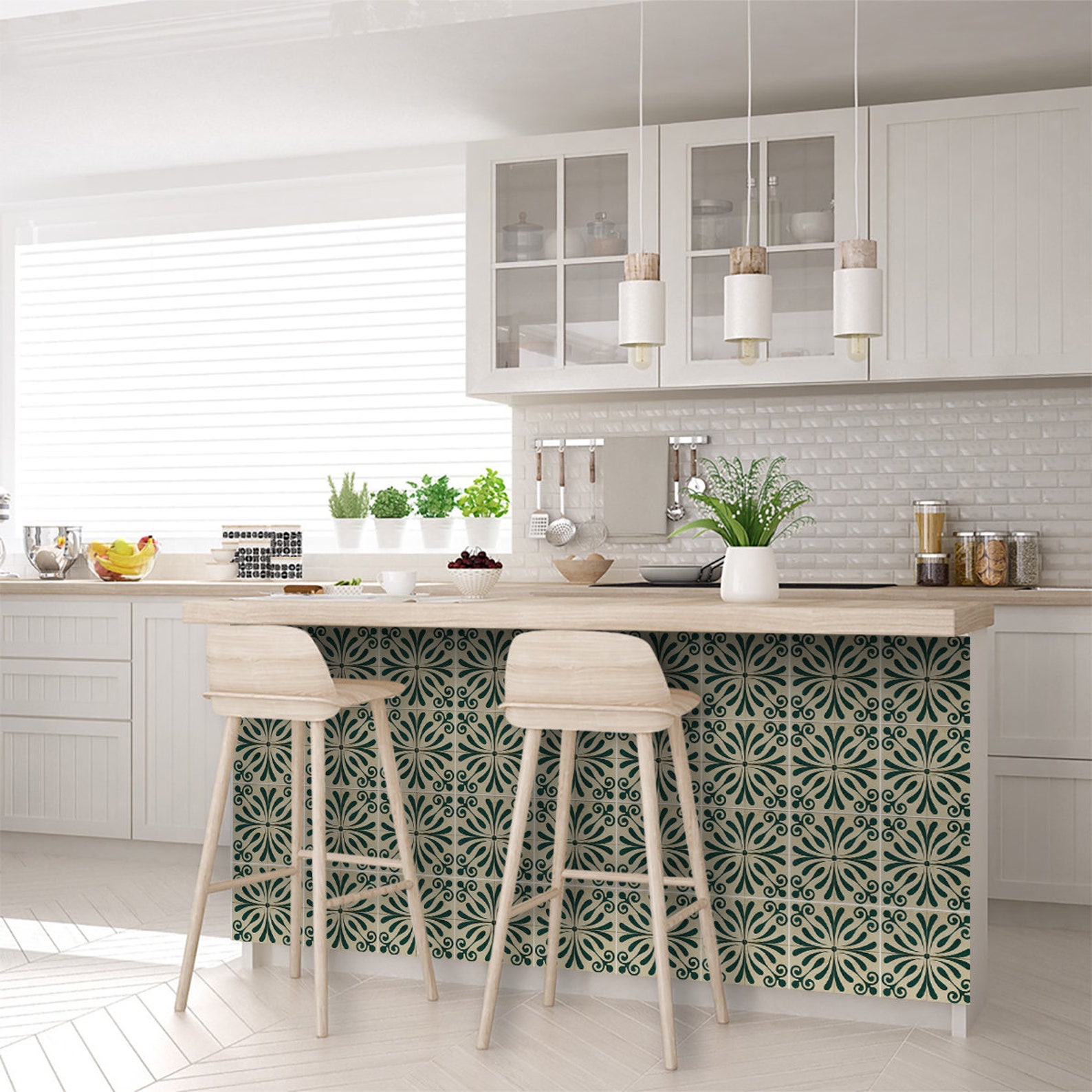 Green Peel and Stick Vinyl Cover Tile Stickers Wall Decor Wallpaper ...