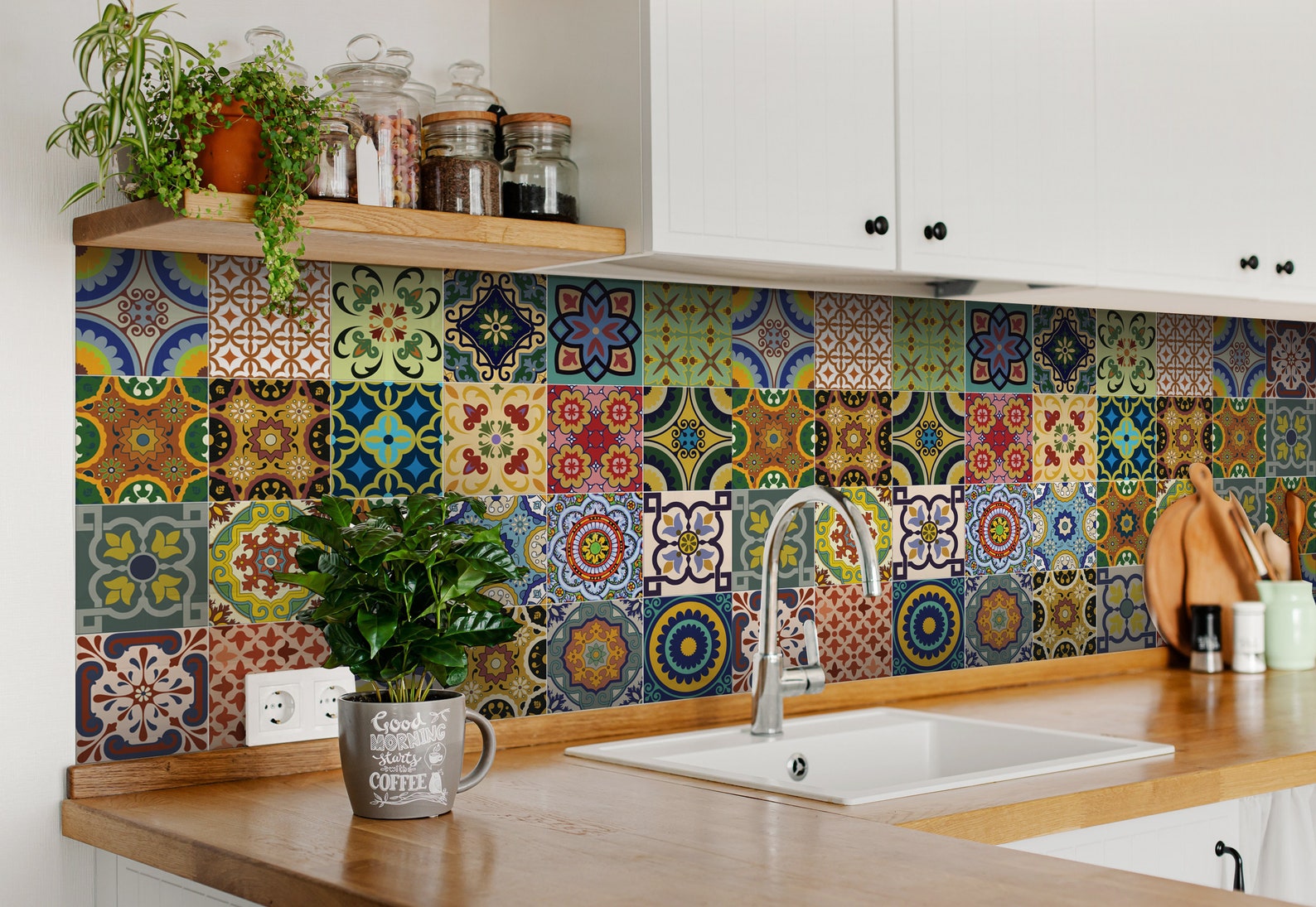 Set of 24 Tiles Decals Tiles Stickers Mixed Tiles for Walls Kitchen ...