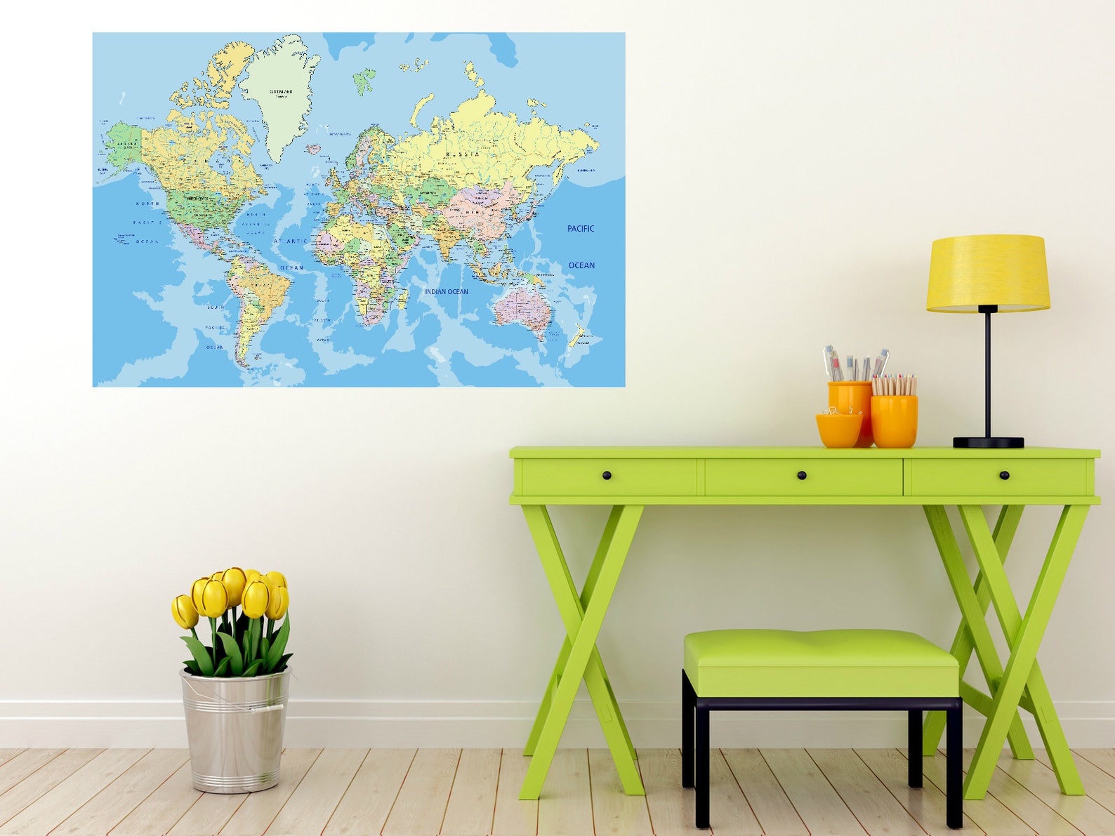 World Map Globe Wall Decals Wall Sticker Map Sdecals Home - Etsy