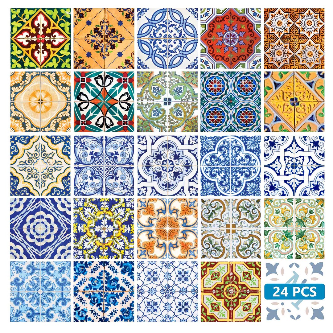 TILE Decals Peel and Stick Backsplas Stickers 24 Tiles Decals Tiles ...