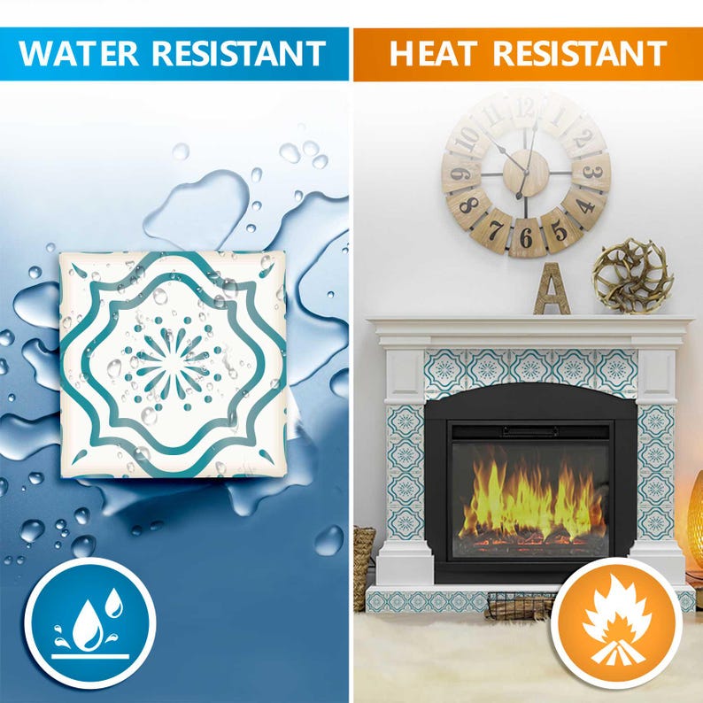Fade Blue Easy to Install and Removable for Renters Tile Stickers Model ...