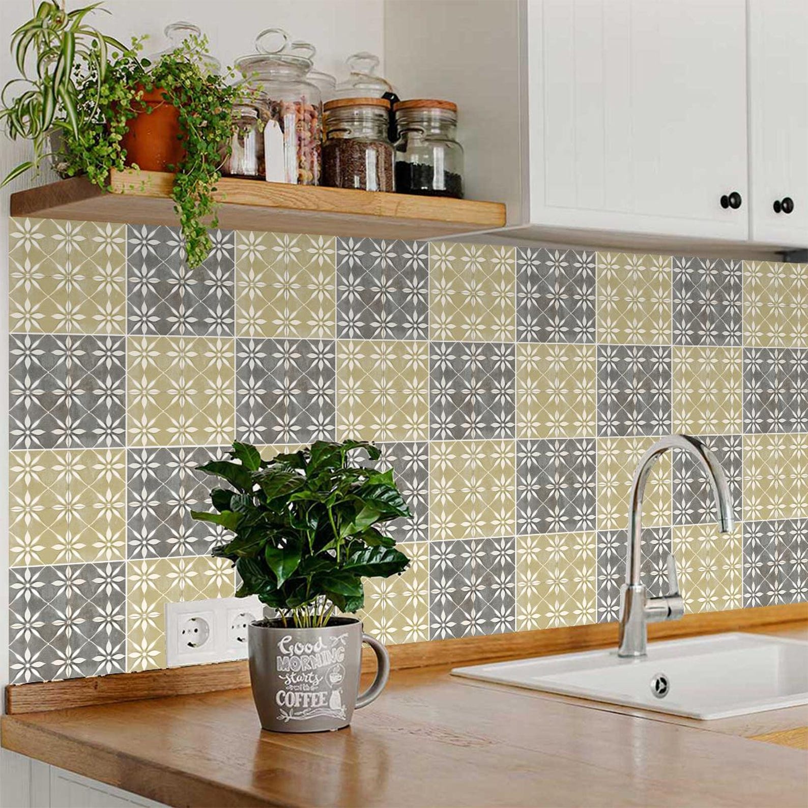 Buff Color New Collection Kitchen 2025 Peel and Stick Vinyl Tile ...