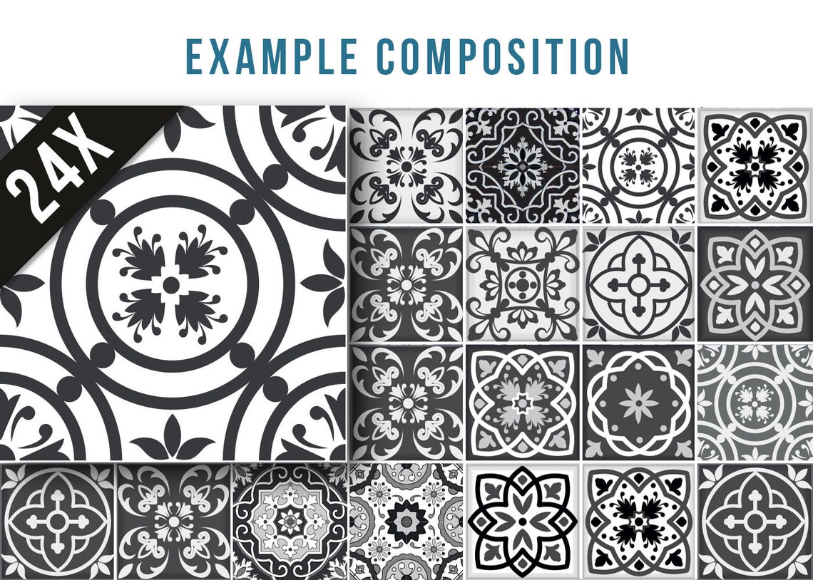 Decals Bathroom Gray Tile Set of 24 Tiles Decals Tiles - Etsy