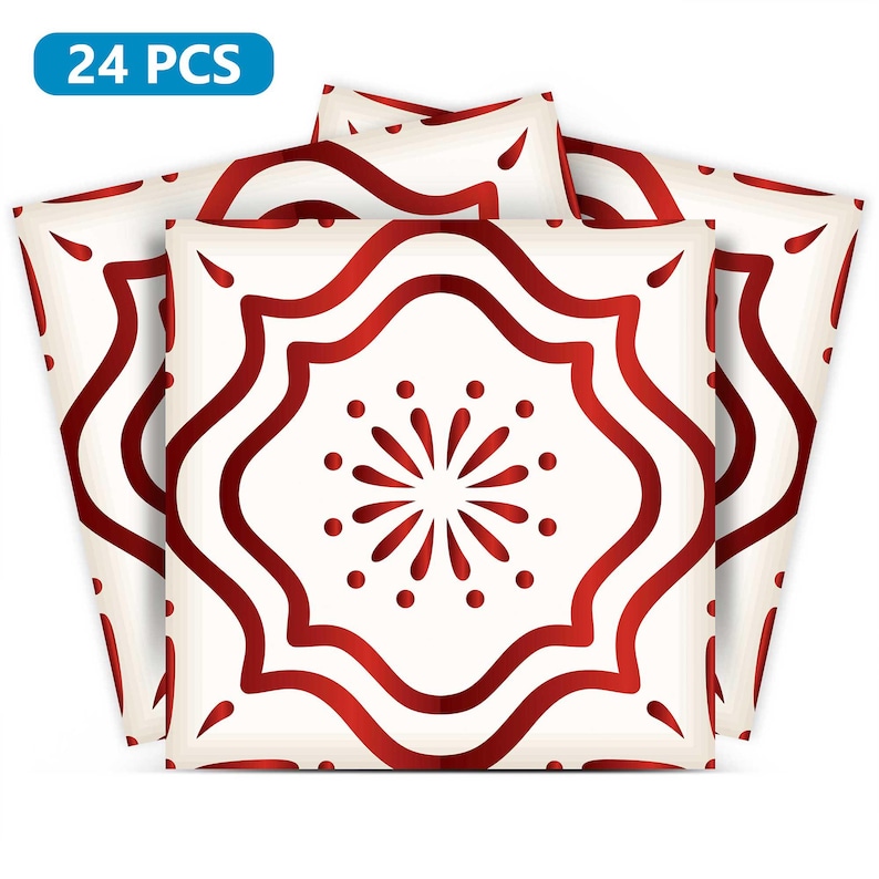 Shiny Red Tile Stickers for Home Decor Fliesenaufkleber Carrelage ...