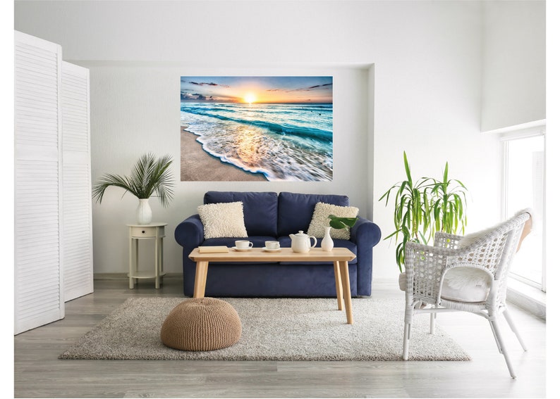 Sunset Beach Sea Wall Decal, Ocean Murals Wall Decor, Vinyl Wall Decals ...