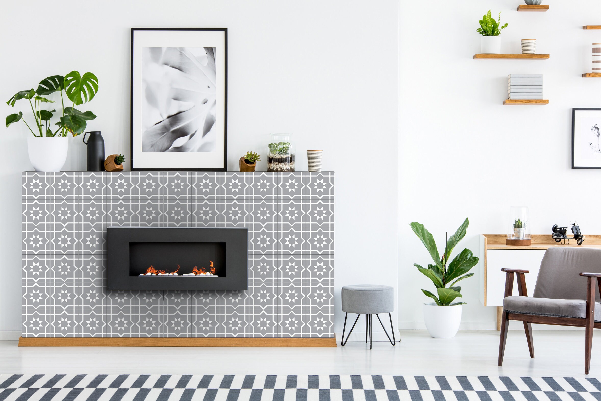 Lithe Soft Gray & White Tile Stickers Peel and Stick - Etsy