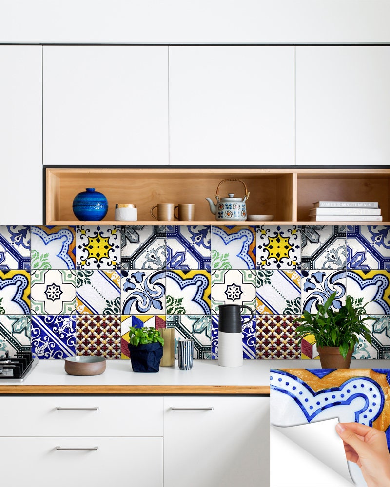 Spanish Set of 24 Tiles Decals Tiles Stickers Tiles for Walls Kitchen ...