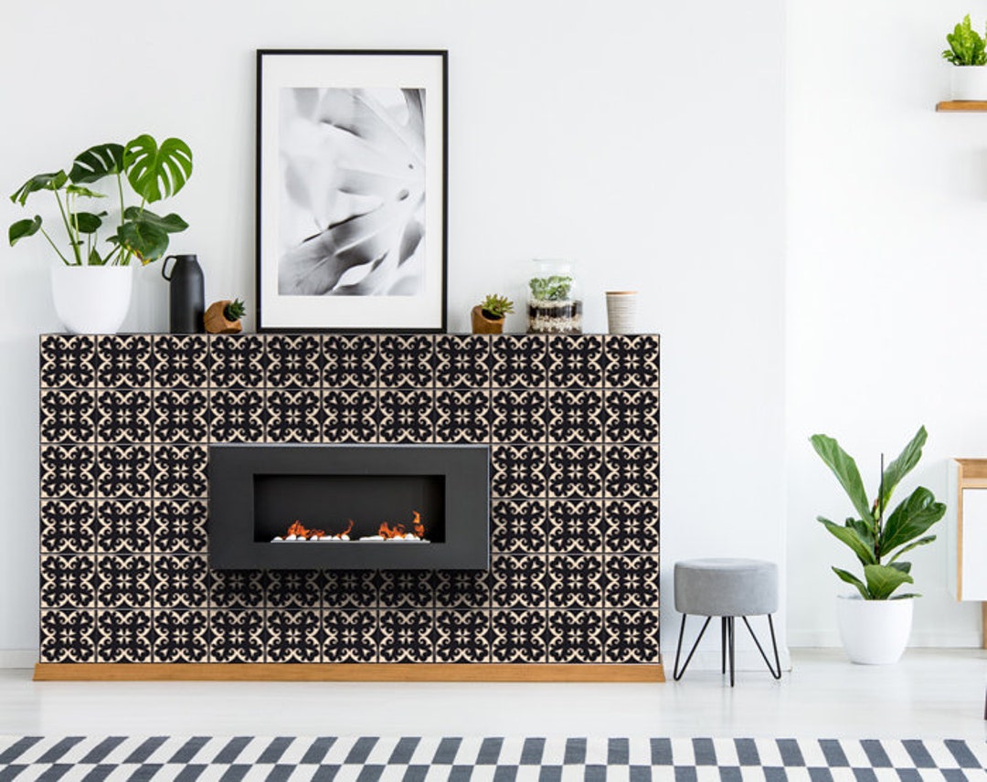 Fireplace Decals Peel and Stick Backsplas Stickers 24 Tiles Decals ...