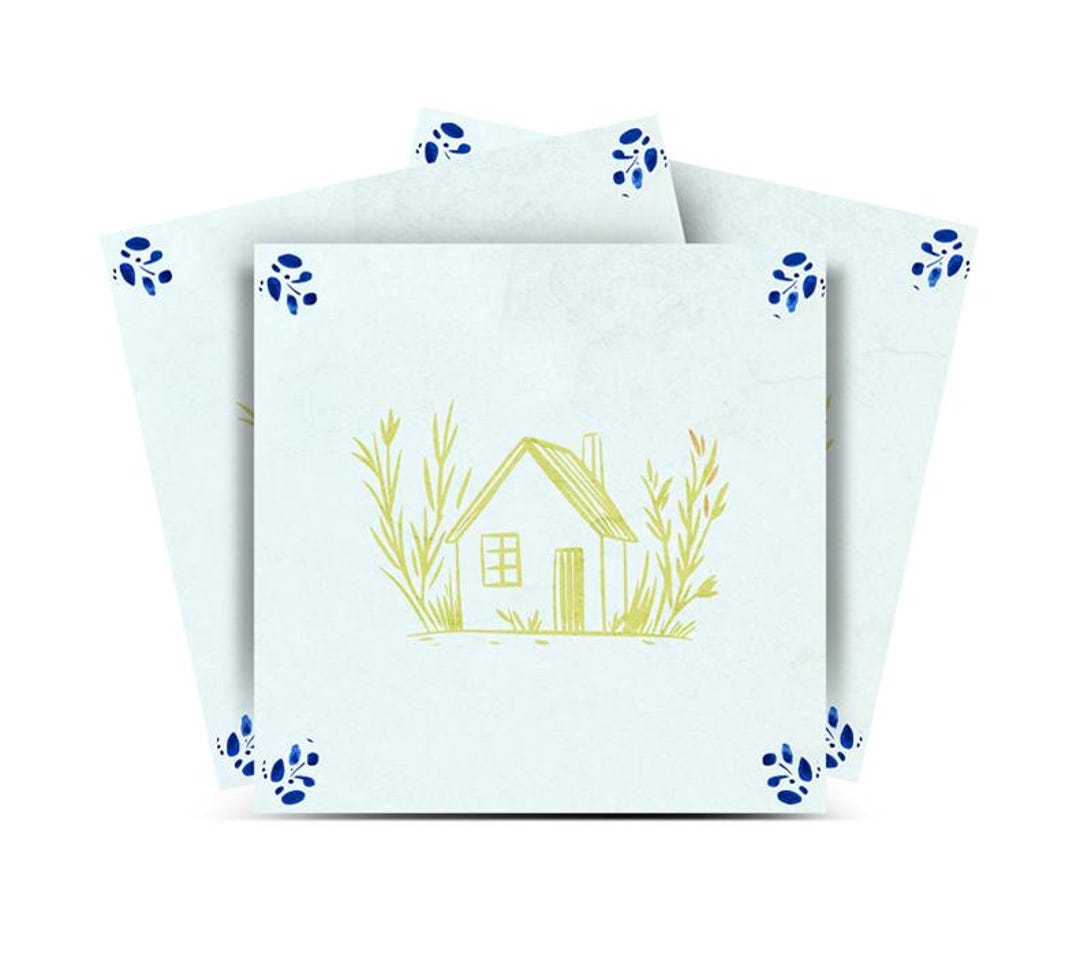 Delft Tile Vintage Fish Sticker Peel and Stick Tile Stickers Delft Tile ...
