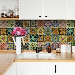 Splashback 24 Tile Stickers Mexican Tile Stickers Mixed for Walls ...
