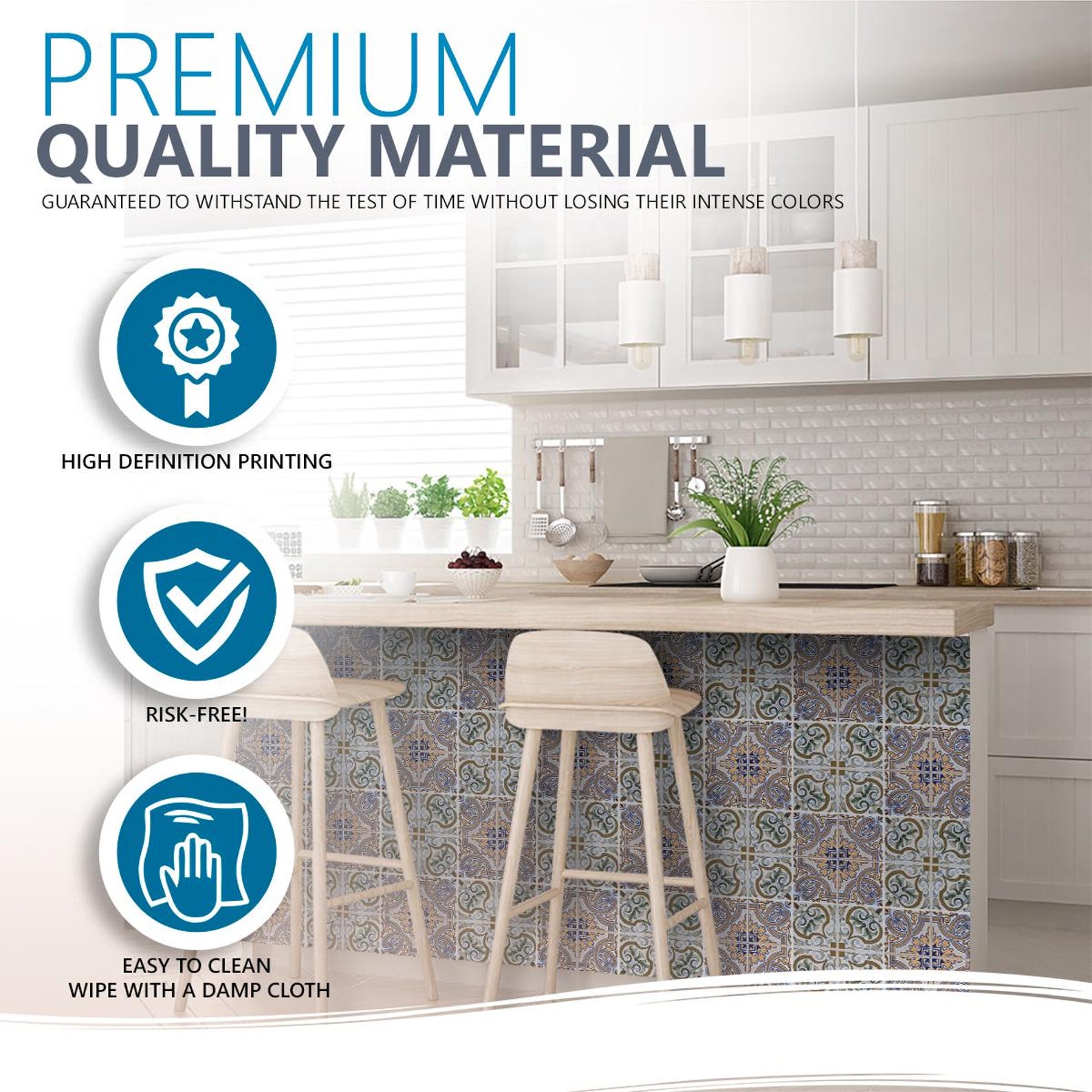 Set of 24 Kitchen Tile Decals Stickers Mixed Tiles for Shower Bathroom ...