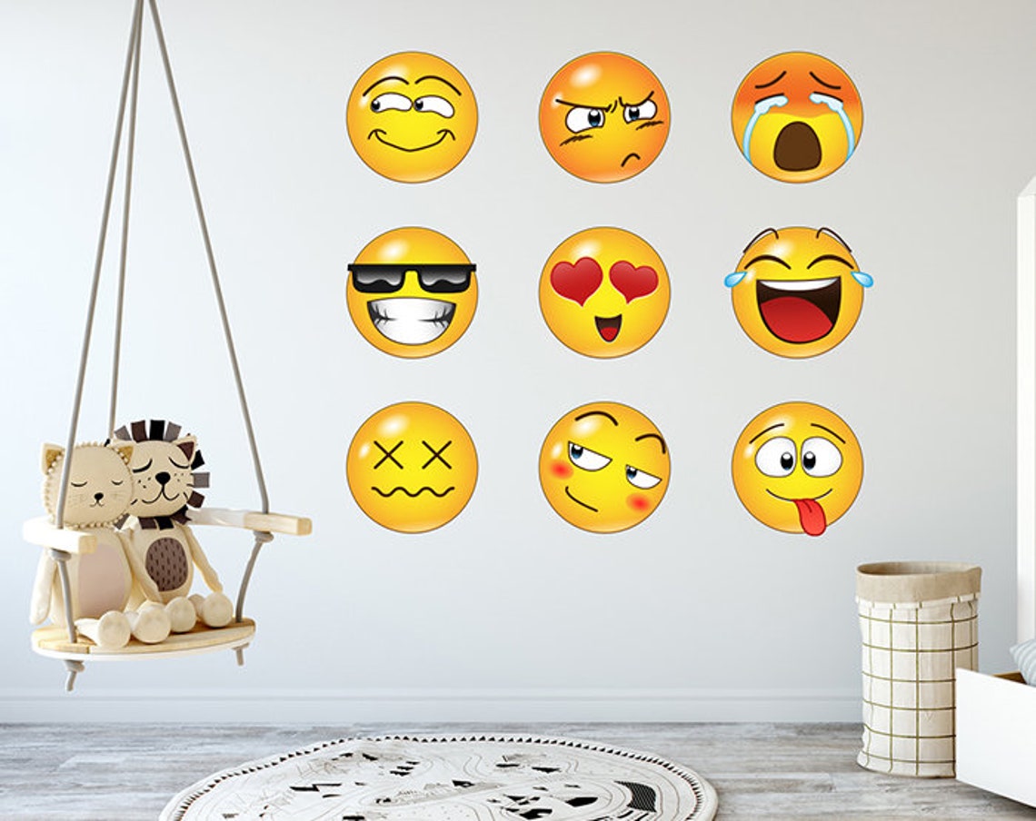 Set of 16 Funny Emoji Stickers Face Smiley Decals Home Decor - Etsy