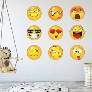Set of 16 Funny Emoji Stickers Face Smiley Decals Home Decor - Etsy