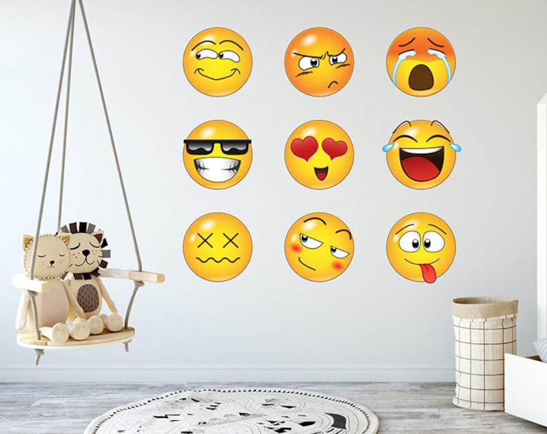Set of 16 Funny Emoji Stickers Face Smiley Decals Home Decor - Etsy