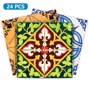 KITCHEN Bathroom Decals Tile Sticker Set of 24 Tiles Decal Mixed Tiles ...