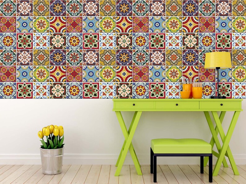 Decals 24 Vintage Traditional Tiles Decals Bathroom Stickers | Etsy